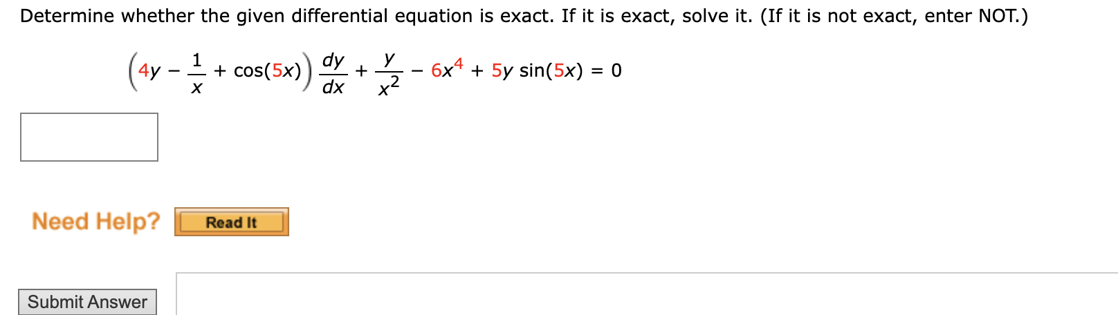 [Solved]: Determine whether the given differential equation