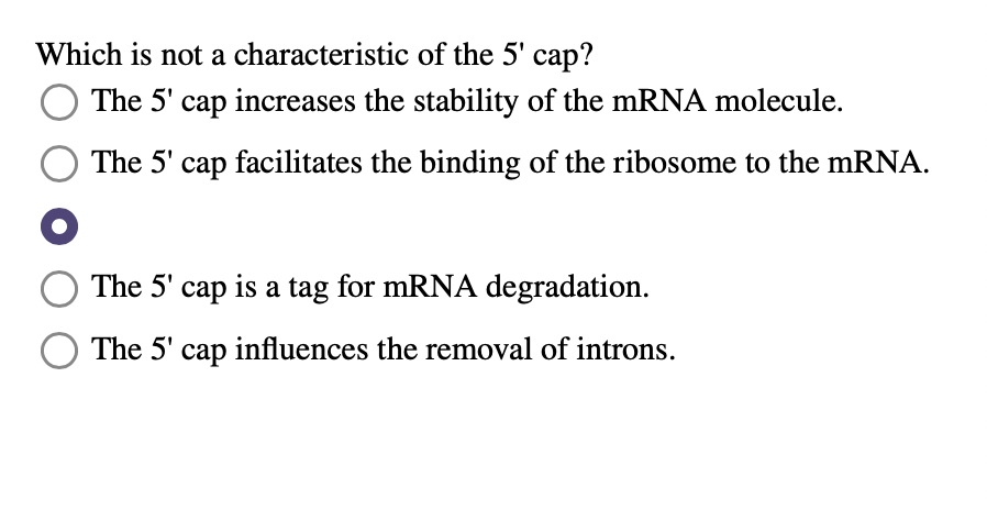 Solved Which is not a characteristic of the \( 5^{\prime} \) | Chegg.com