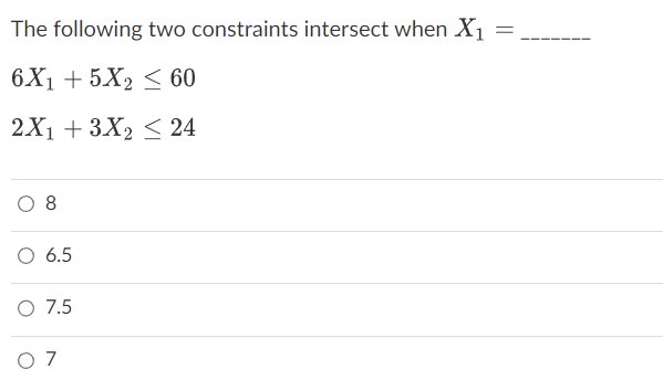 Solved The following two constraints intersect when X1= | Chegg.com