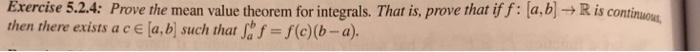 Solved Exercise 5.2.4: Prove the mean value theorem for | Chegg.com