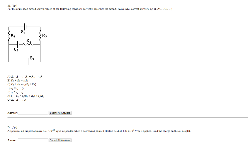 Solved 21. [2pt For the multi-loop circuit shown, which of | Chegg.com
