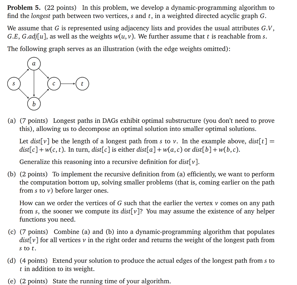 Problem 5. (22 points) In this problem, we develop a | Chegg.com
