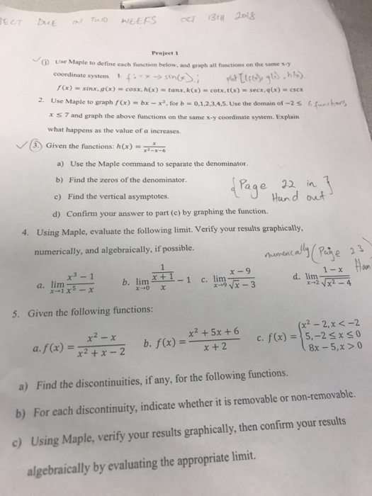 Solved Project Use Maple To Define Each Function Below 7426