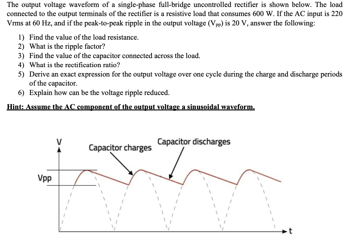 Solved The output voltage waveform of a single-phase | Chegg.com