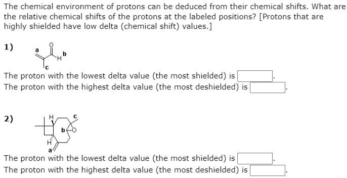 Solved The chemical environment of protons can be deduced | Chegg.com