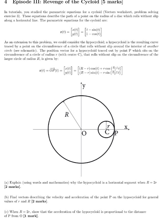Solved 4 Episode III: Revenge of the Cycloid 5 marks In | Chegg.com
