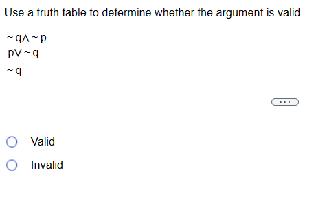 Solved Use a truth table to determine whether the argument | Chegg.com