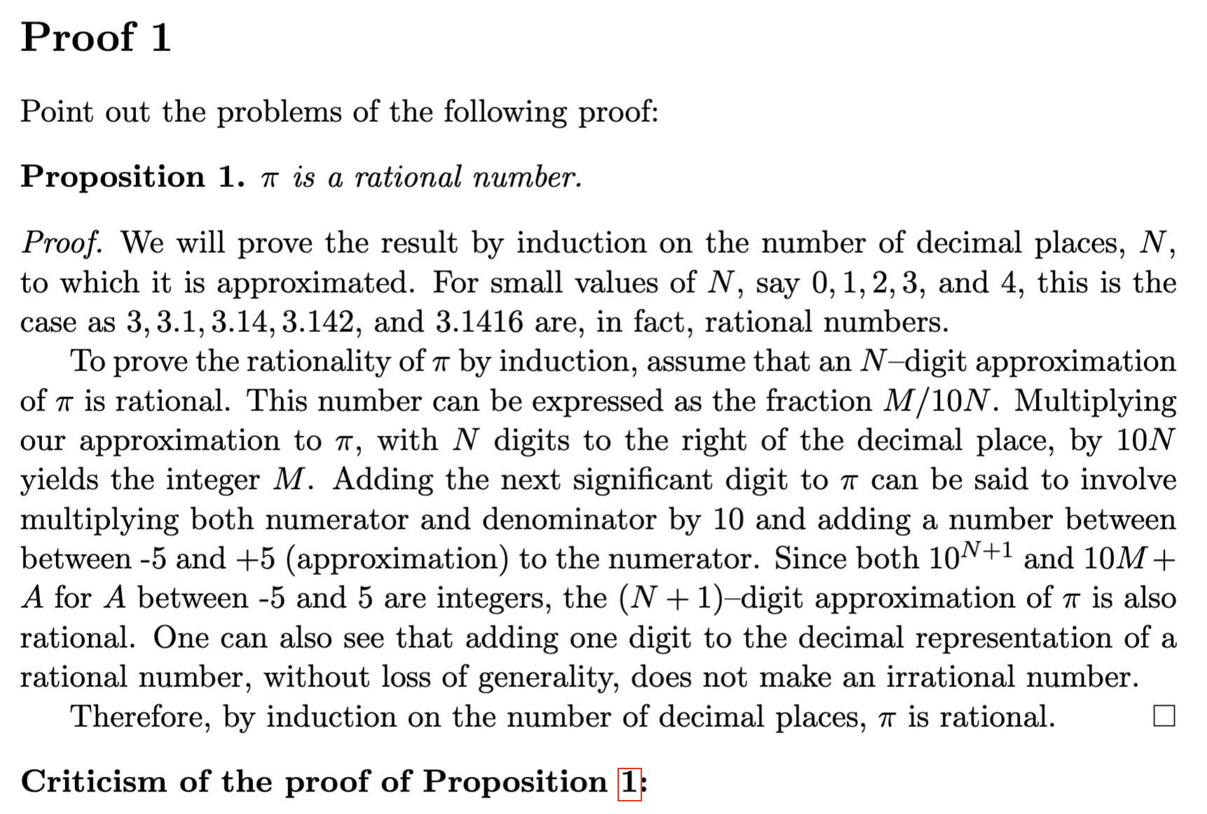 Solved Point out the problems of the following proof: | Chegg.com