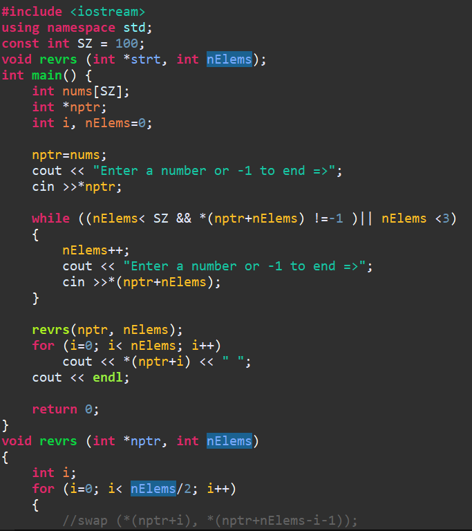 Solved Write a program that uses a function to reverse a | Chegg.com