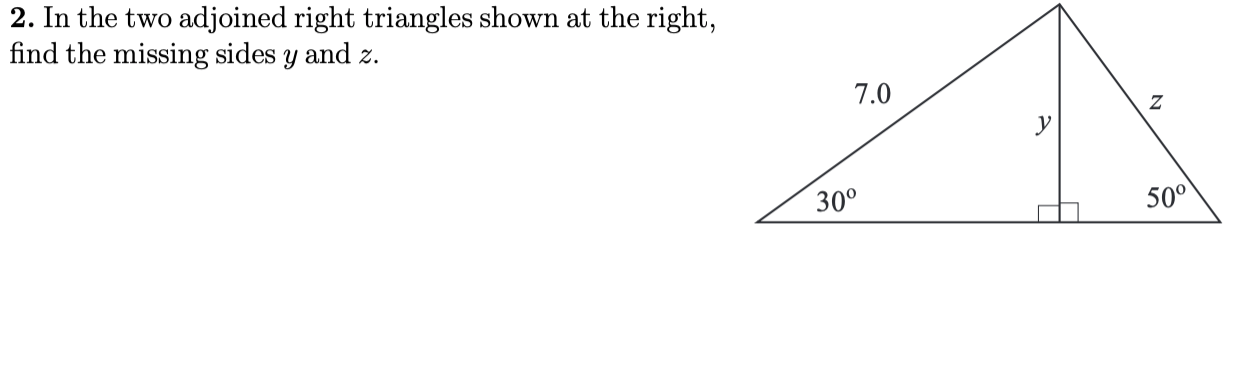 Solved 2. In the two adjoined right triangles shown at the | Chegg.com