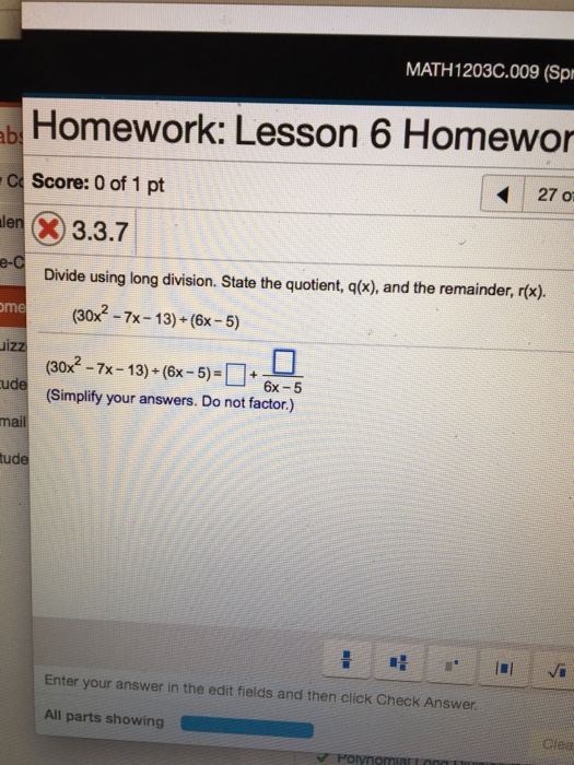 Solved Divide using long division. State the quotient, q(x), | Chegg.com Solved Divide using long division. State the quotient, q(x), | Chegg.com