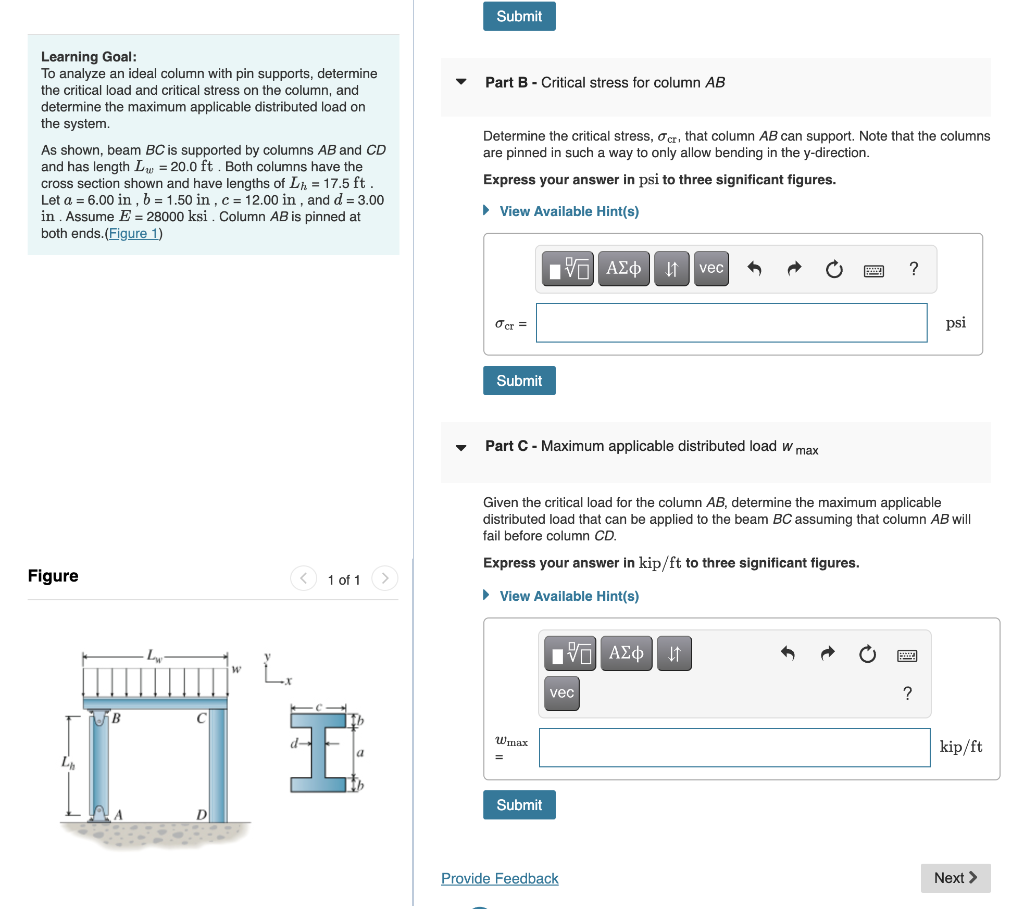 [Solved]: Learning Goal: To analyze an ideal column with p
