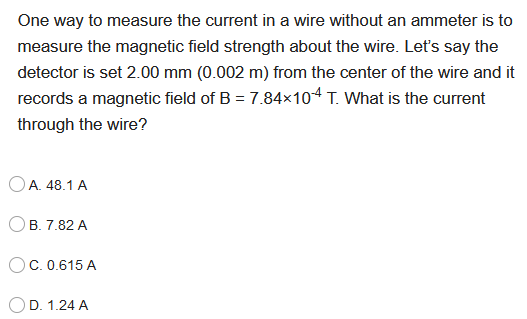 Solved One way to measure the current in a wire without an | Chegg.com