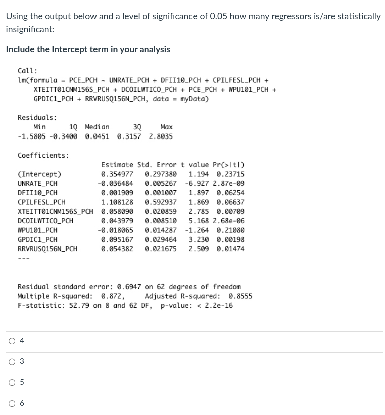 Solved Using the output below and a level of significance of | Chegg.com