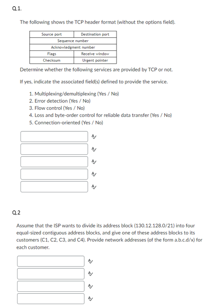 Solved The Following Shows The Tcp Header Format Without 9331