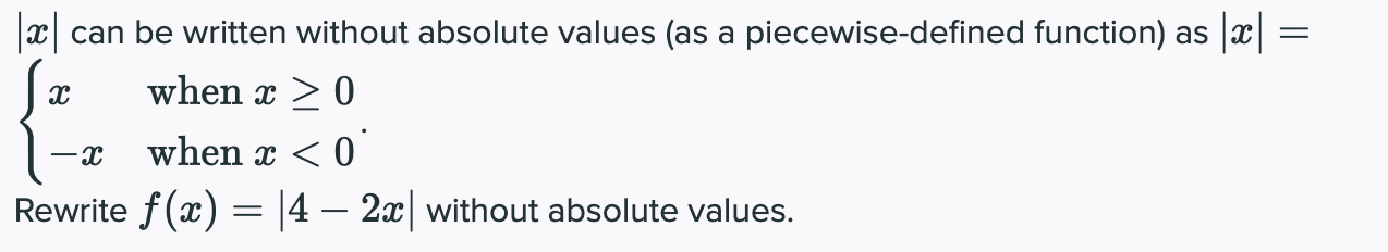 Solved = |2c| can be written without absolute values (as a | Chegg.com