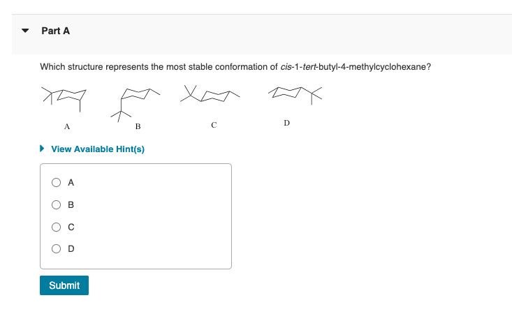 Solved Which structure represents the most stable | Chegg.com