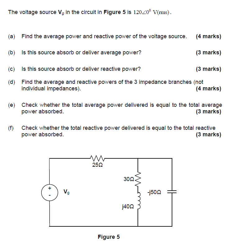 Solved The voltage source Vg in the circuit in Figure 5 is | Chegg.com