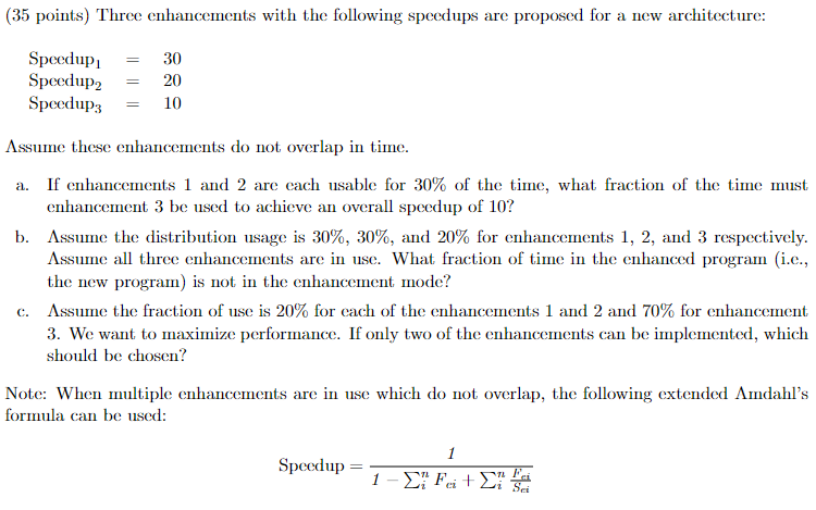 Solved Speedup 1=30 Speedup 2=20 Speedup 3=10 Assume these | Chegg.com