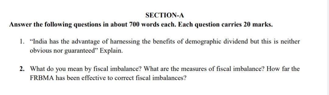 Solved SECTION-A Answer the following questions in about 700 | Chegg.com