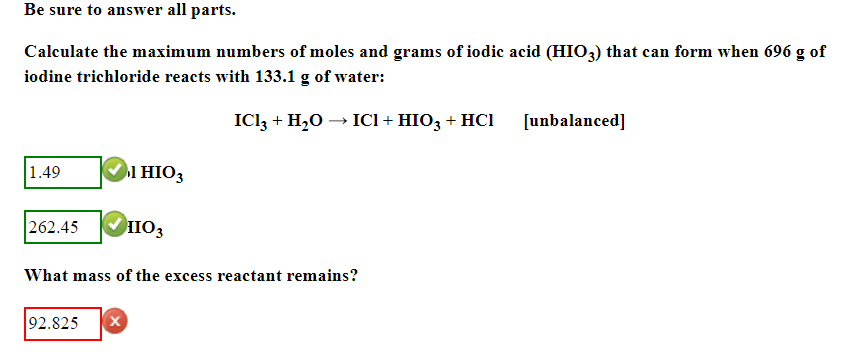 Solved Calculate the maximum numbers of moles and grams of | Chegg.com