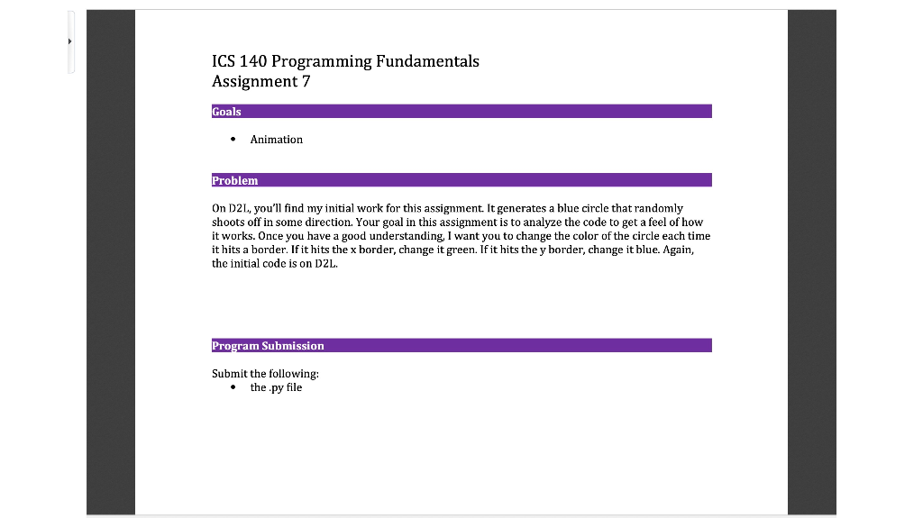 ICS 140 Programming Fundamentals Assignment 7 Goals • | Chegg.com
