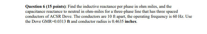 Solved Question 6 (15 points): Find the inductive reactance | Chegg.com