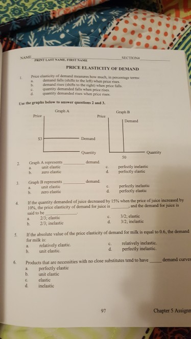 Solved SECTION NAMENT LAST NAME FIRST NAME PRICE ELASTICITY | Chegg.com