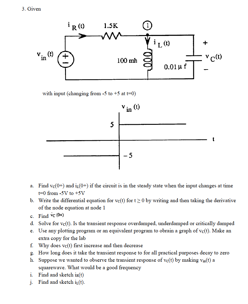 Solved 2. Given that the second order overdamped circuit has | Chegg.com