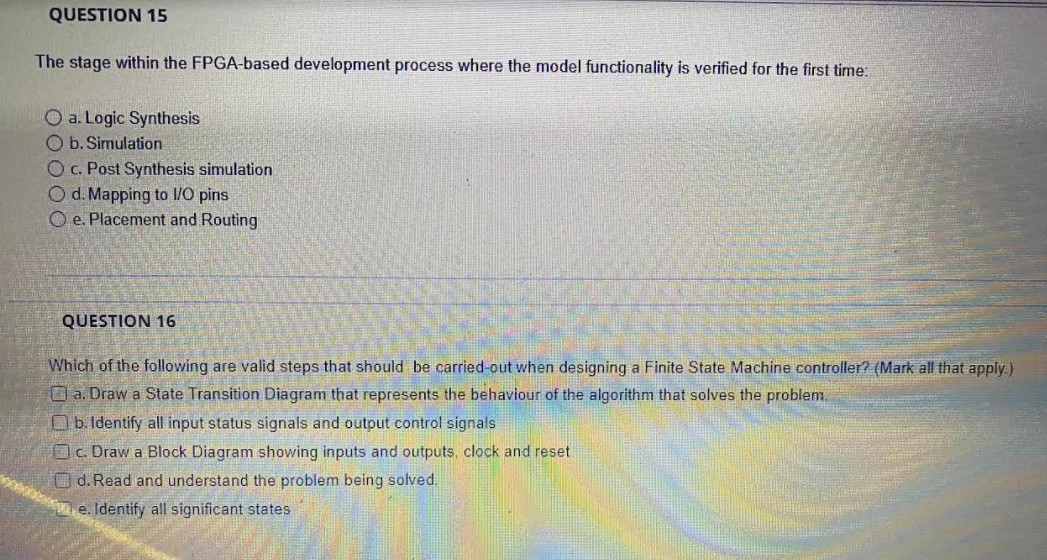 Solved QUESTION 15 The stage within the FPGA-based | Chegg.com