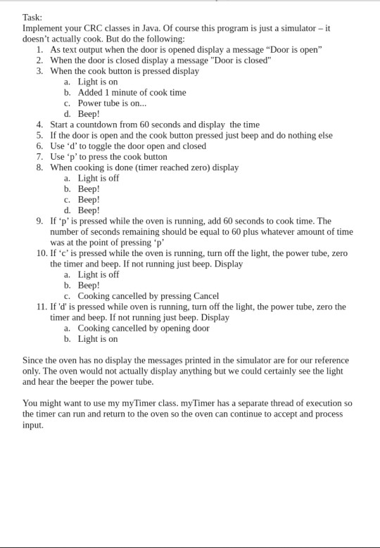 Solved Need to make a microwave oven program using classes | Chegg.com
