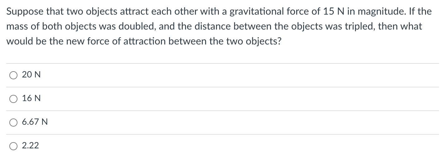 Solved Suppose that two objects attract each other with a | Chegg.com