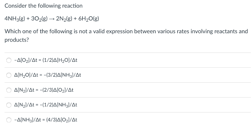 Solved Consider the following reaction 4NH3(g)+3028) | Chegg.com