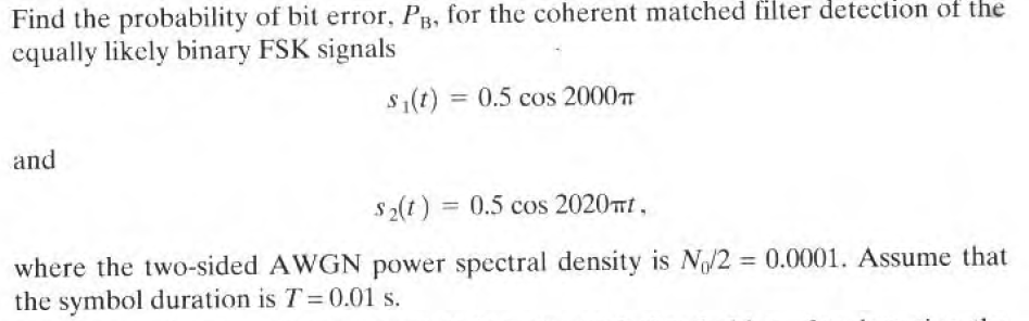 detection of Find the probability of bit error. PE, | Chegg.com
