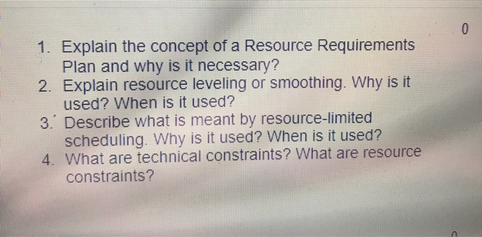Solved 1. Explain the concept of a Resource Requirements 2. | Chegg.com
