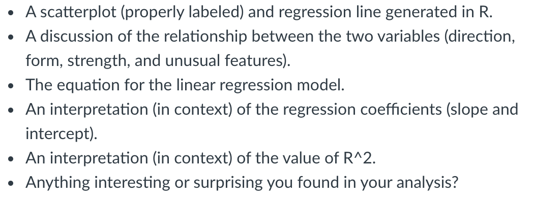 Solved - A scatterplot (properly labeled) and regression | Chegg.com