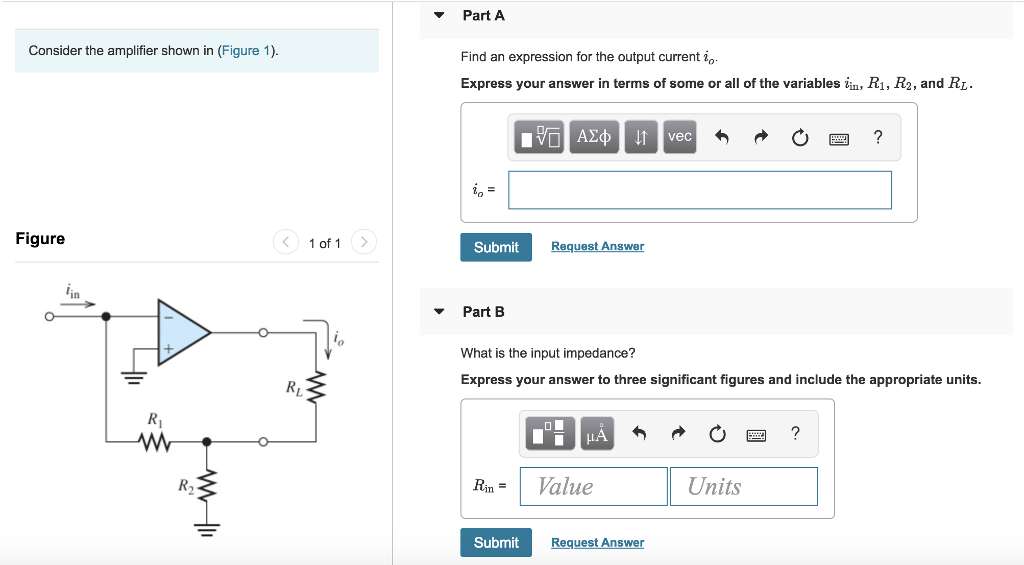 Solved Part A Consider the amplifier shown in (Figure 1) | Chegg.com