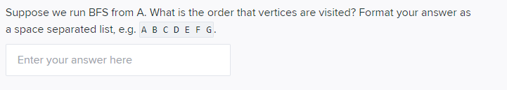 Solved Suppose we run BFS from A. What is the order that | Chegg.com