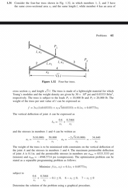 Solved 1.31 Consider the four-bar truss shown in Fig. 1.32. | Chegg.com