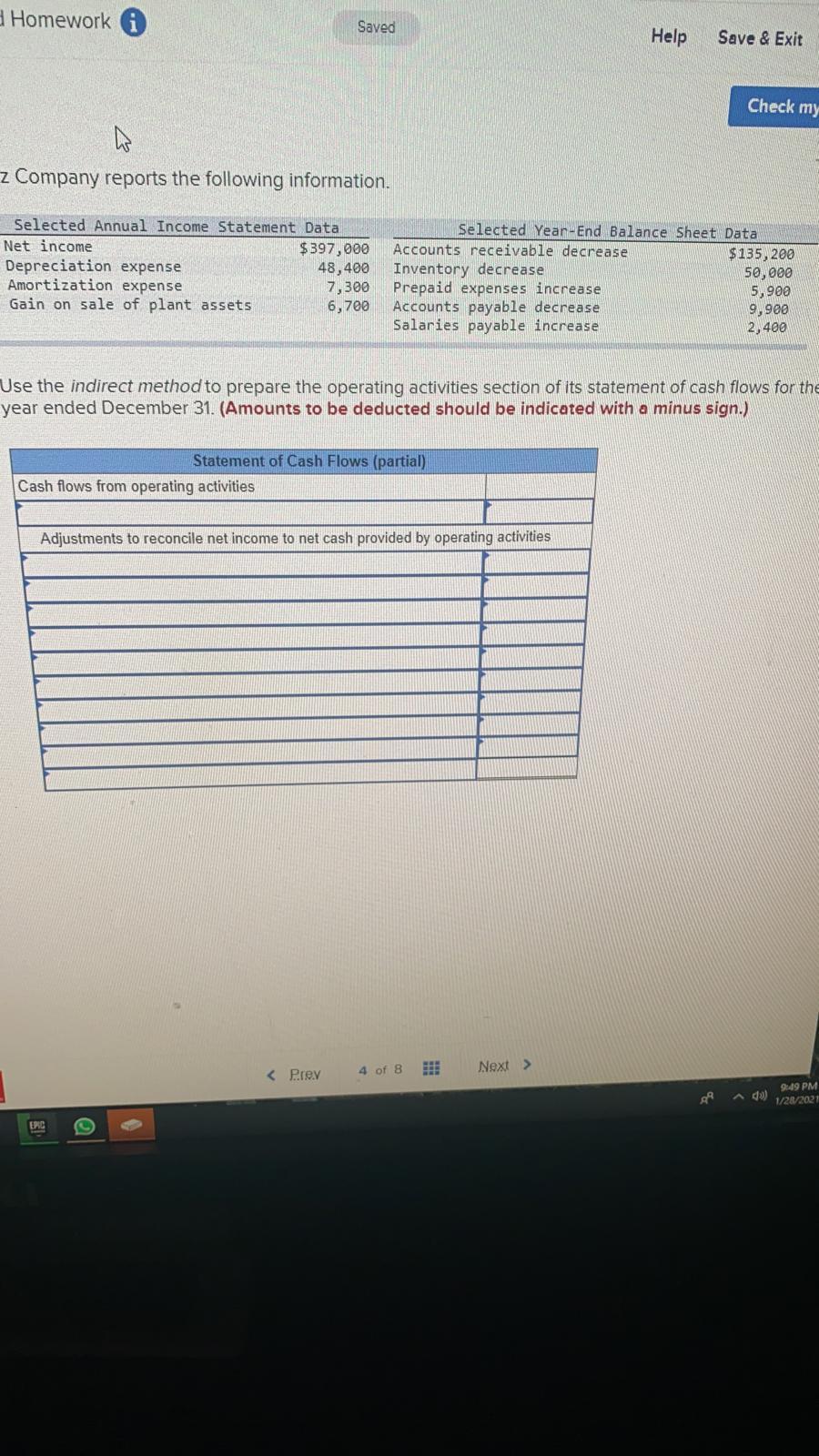 Solved Homework Saved Help Save & Exit Check my z Company | Chegg.com