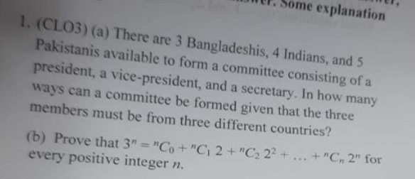 Solved 1. (CLO3) (a) There are 3 Bangladeshis, 4 Indians, | Chegg.com
