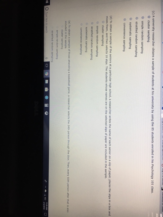 Solved described, state whether the sampling procedure is | Chegg.com