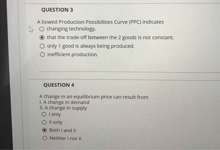 Solved QUESTION 3 A bowed Production Possibilities Curve | Chegg.com