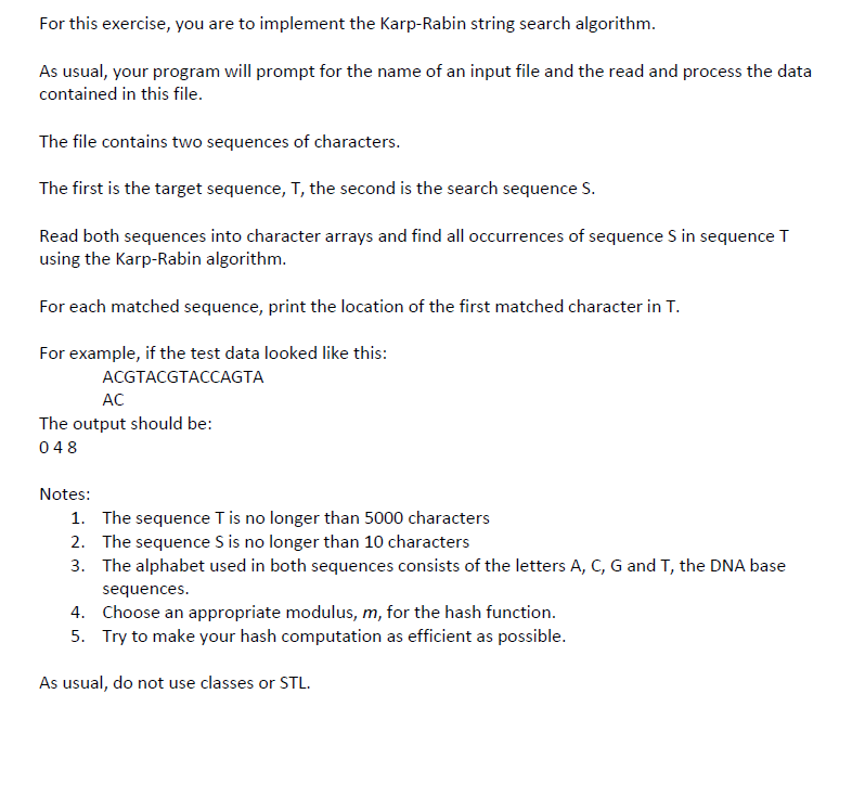 Solved For this exercise, you are to implement the | Chegg.com