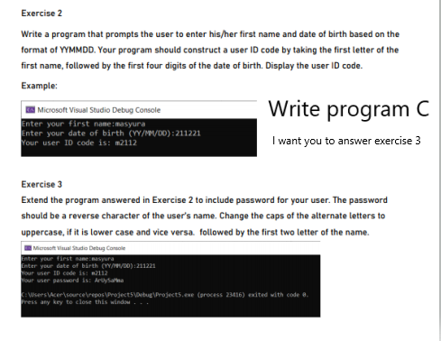 Solved Exercise 2 Write a program that prompts the user to | Chegg.com