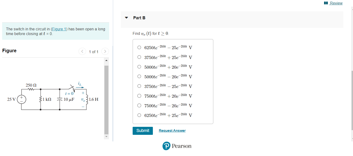 The switch in the circuit in (Figure 1) has been open | Chegg.com