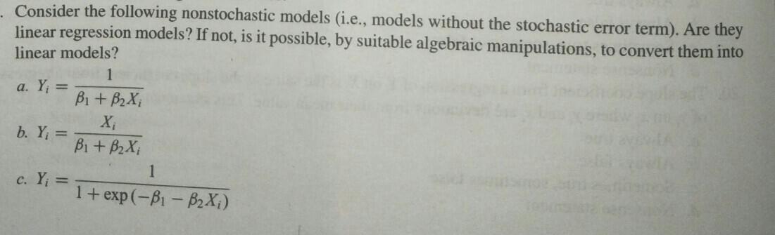 Solved Consider the following nonstochastic models (i.e., | Chegg.com