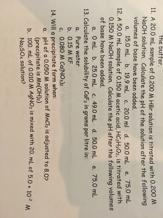 Solved A 20.0 mL sample of o 200 M HBr solution is titrated | Chegg.com