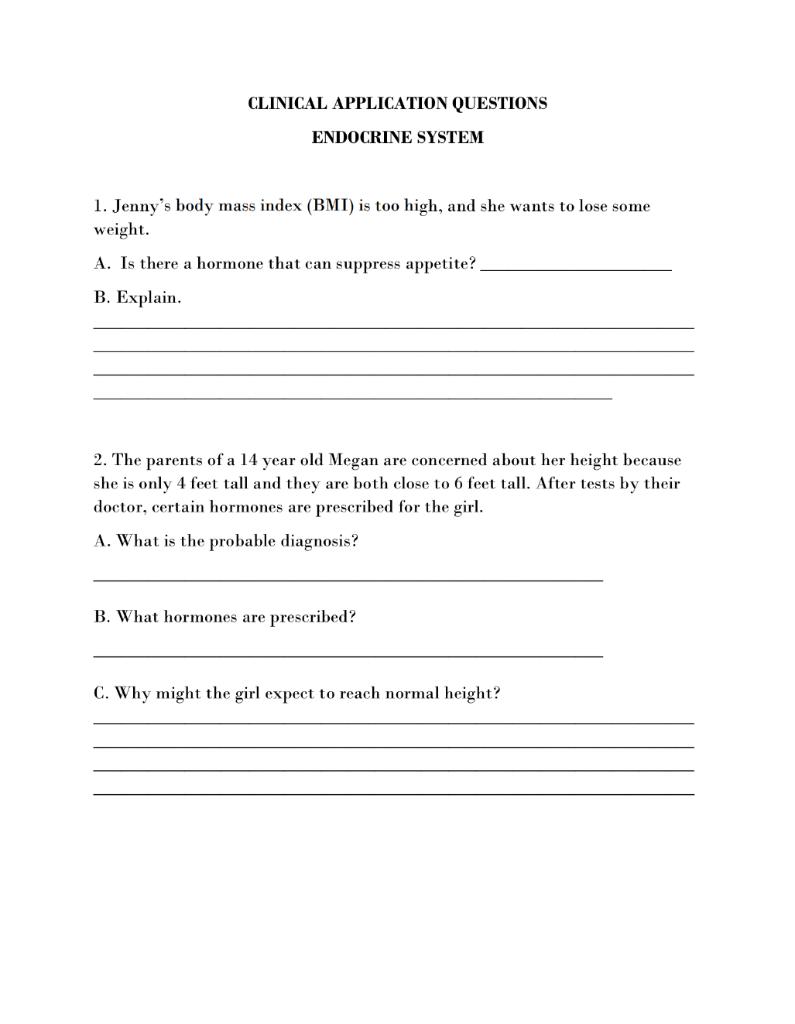 Solved CLINICAL APPLICATION QUESTIONS ENDOCRINE SYSTEM 1. | Chegg.com