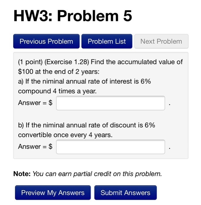 Solved HW3: Problem 5 Previous Problem Problem List Next | Chegg.com